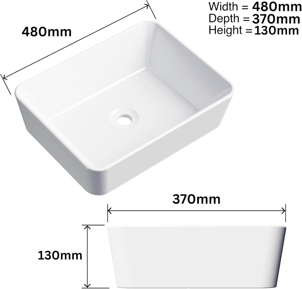 STUNNING NEW DESIGN RECTANGLE COUNTER TOP BASIN SINK UNIT CERAMIC SUIT ...