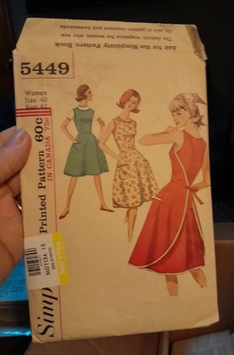 1964 Wraparound One Piece Dress Sewing Pattern | Simplicity 5449 Sz 40 ...