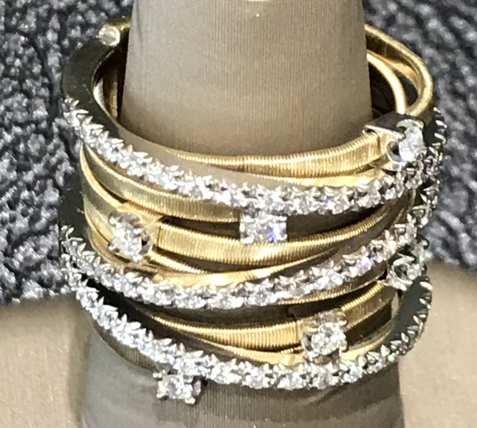 Marco Bicego Goa 18 Karat Gold 9 Strand Diamond and Pavé Ring AG278 B2 ...