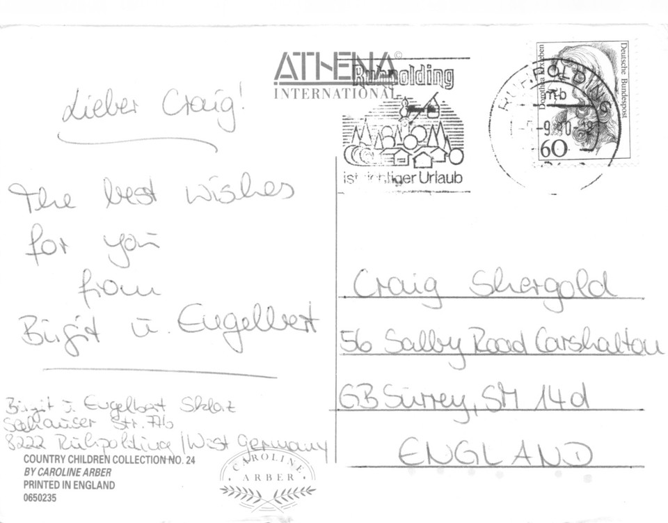 ATHENA POSTCARD COUNTRY CHILDREN USED GOOD PLUS VERY GOOD | eBay