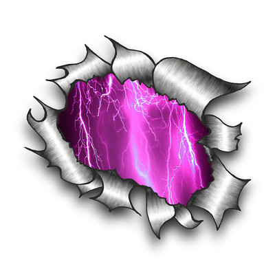 Cool Purple Lightning Thunder Storm Ripped Metal Vinyl Sticker Decal ...