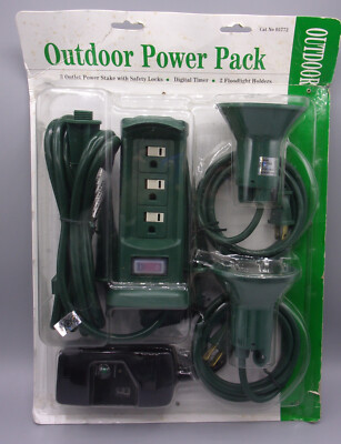 Coleman Outdoor Lighting Power Pack Stake 2 Floodlight Holders -Timer ...