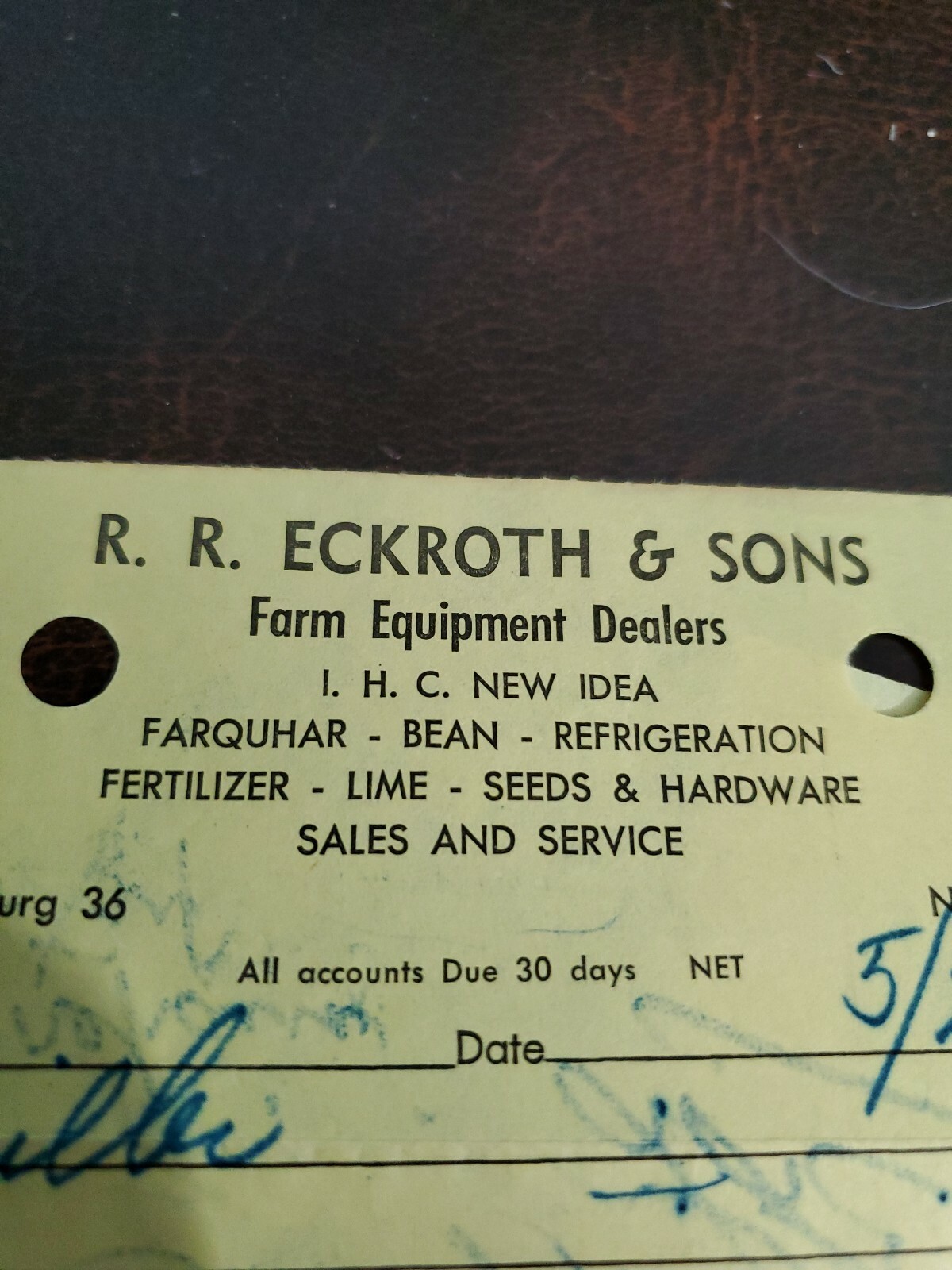 3 Vintage Eckroth Farming Farming Receipts Farquahr I.H.C. Reingold, Pa ...