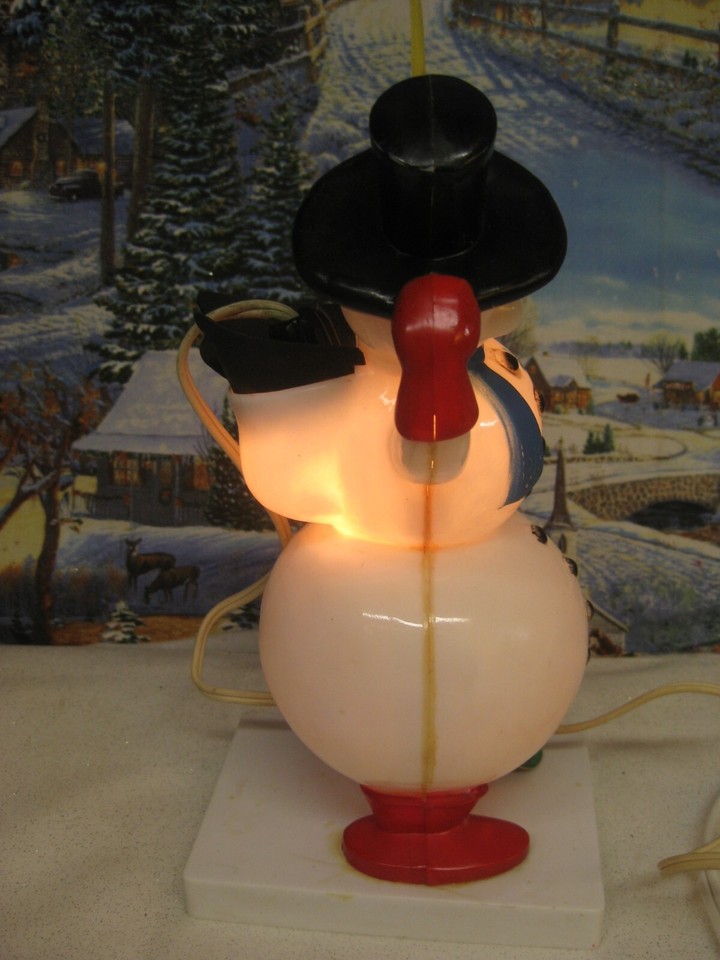 Vintage MILLER hard plastic lightup Snowman with Yellow pipe and broom ...
