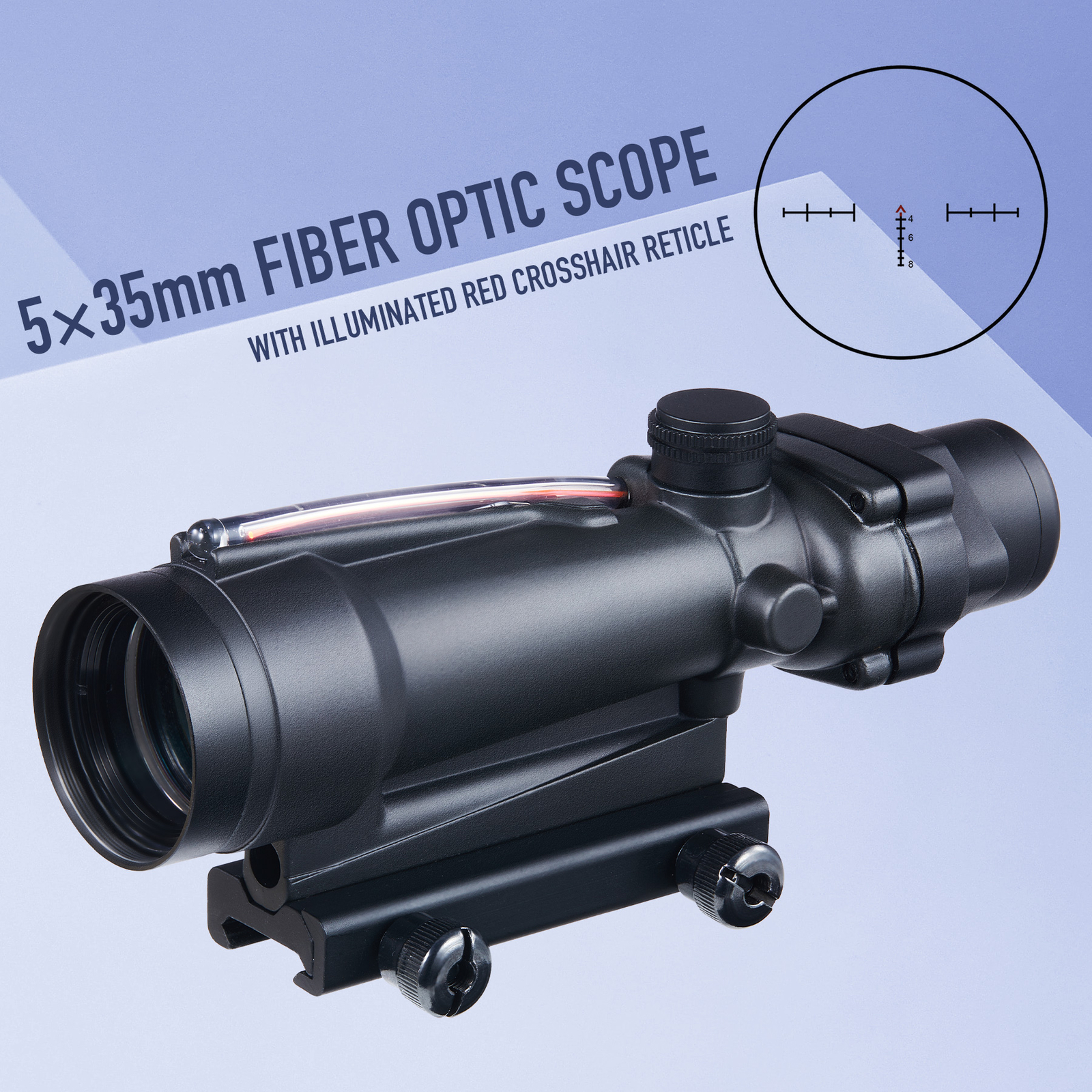 PINTY ACOG 5x35 Real Red Fiber Optic Scope wCantilever Mount for ...