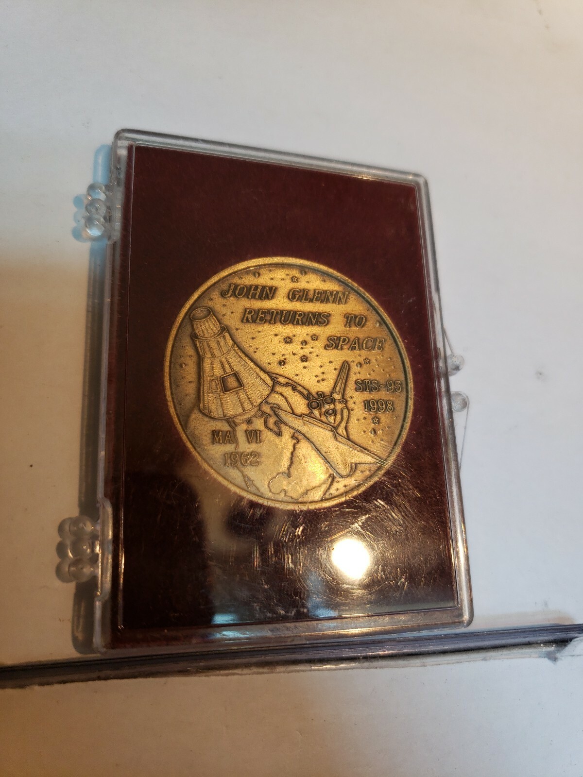 JOHN GLENN STS-95 RETURNS TO SPACE 1998 BRONZE COMMEMORATIVE COIN MA-6 ...