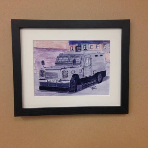 RUC Royal Ulster Constabulary, armoured police Simba Landrover framed ...