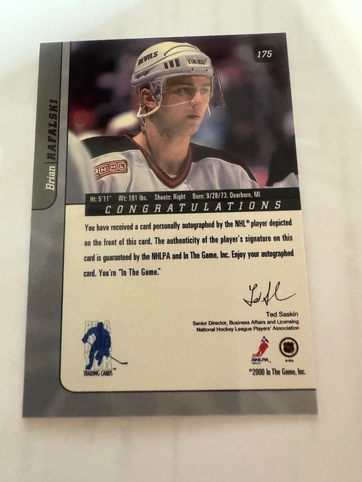 2000-01 BAP Signature Autograph Gold Brian Rafalski | eBay
