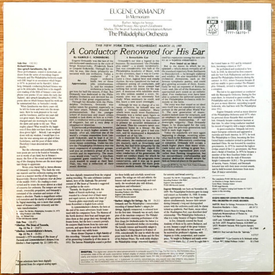 Eugene Ormandy, The Philadelphia Orchestra - Eugene Ormandy: In Memoriam (LP, Al | eBay