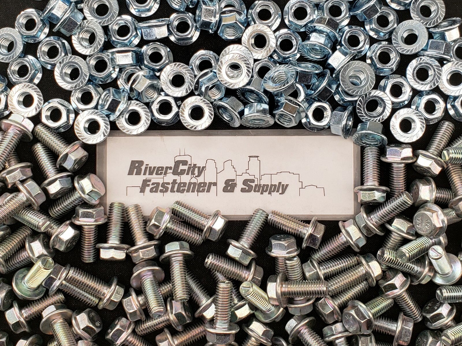 (50) M10-1.5 x 25 Flange Bolts M10x1.5x25 with M10-1.5 Serrated Nuts ...