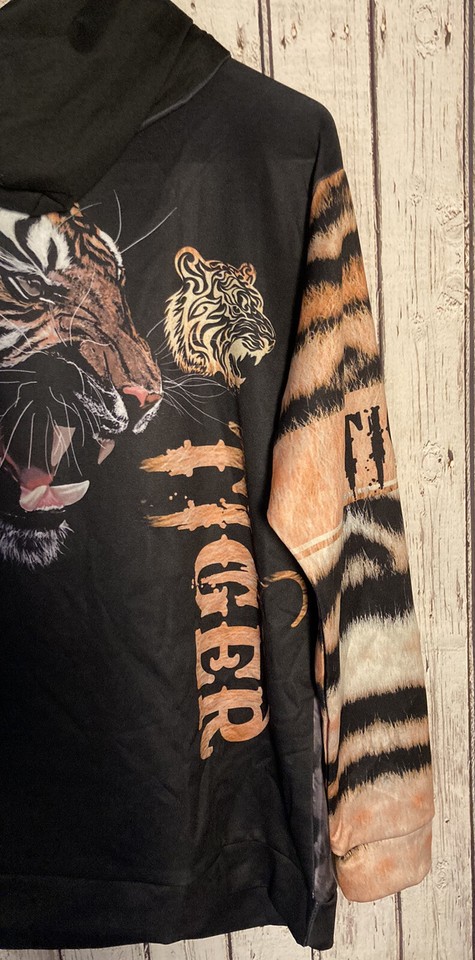 Tiger Design Pullover Hoodie Sweater Mens Women’s Urban Size Medium New ...