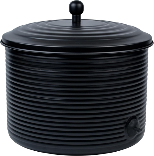 Garden Hose Holder Storage Pot with Lid Antique Ribbed | Water Hose ...