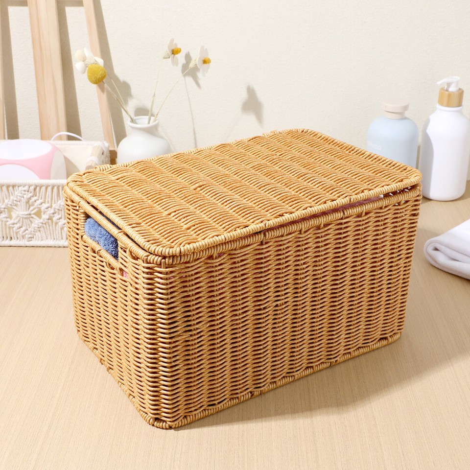 Wicker Storage Basket Trunk Woven Durable Hand-woven Container | eBay