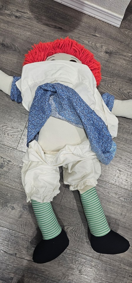 Vintage Raggedy Ann Doll Large Life Sized 33 Inches Tall Green Socks ...