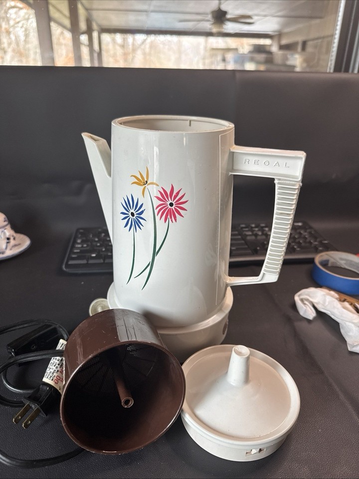 Regal Poly Perk 4-8 Cup Coffee Percolator White Blue Yellow Pink ...
