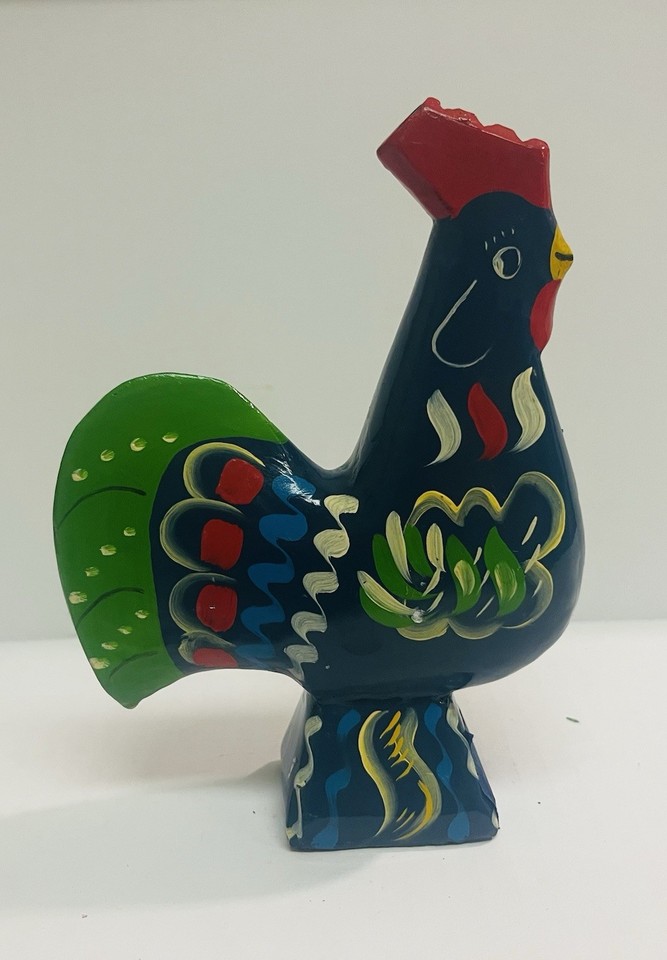 Vintage Hand Painted Wooden Dala Chicken Rooster Swedish Folk Art ...