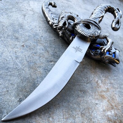 10" Blue Dragon Fantasy Fixed Blade Knife Dagger Sword Medieval Ninja w ...