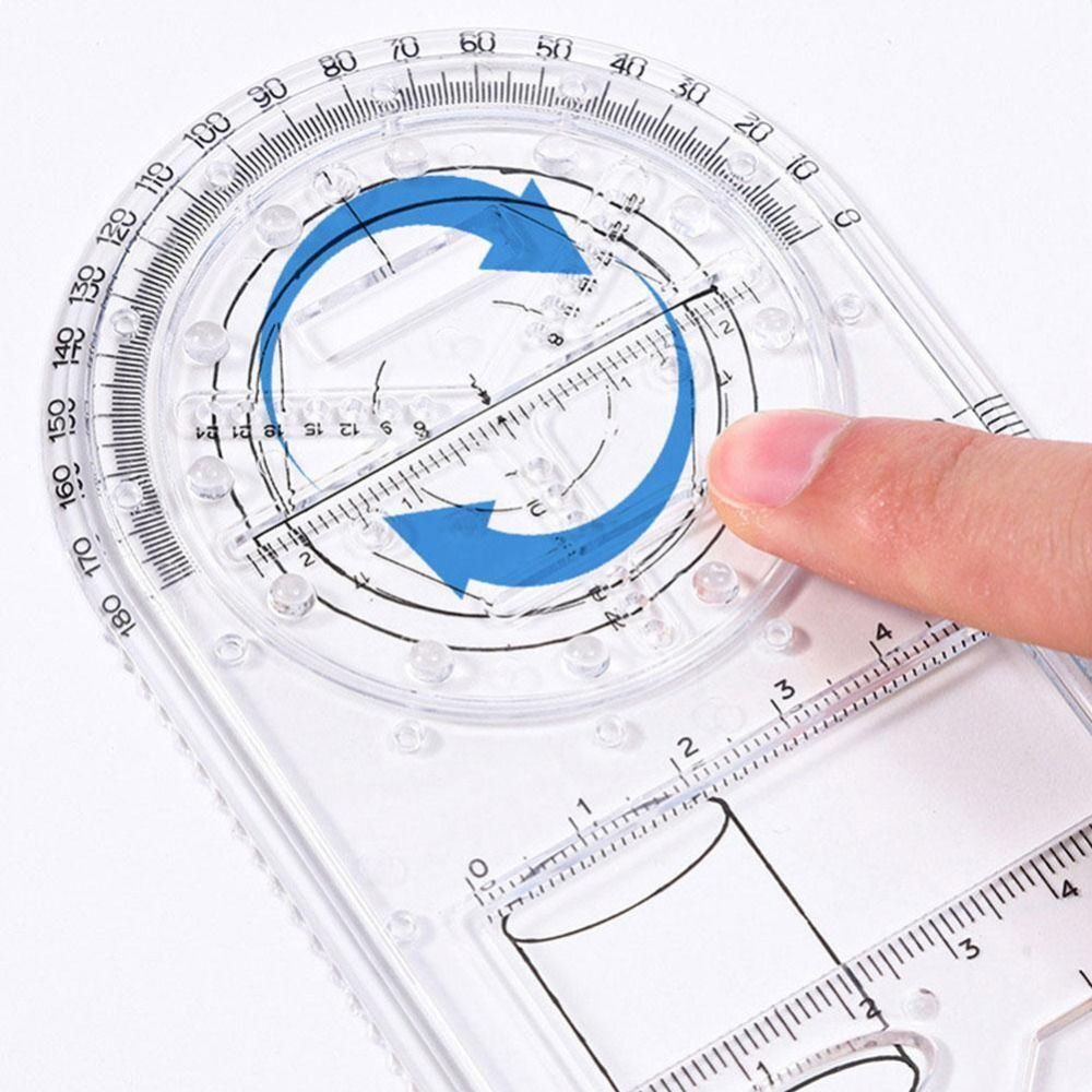 Multifunctional Drawing Ruler Rotatable Measuring Tool Geometric Rulers ...