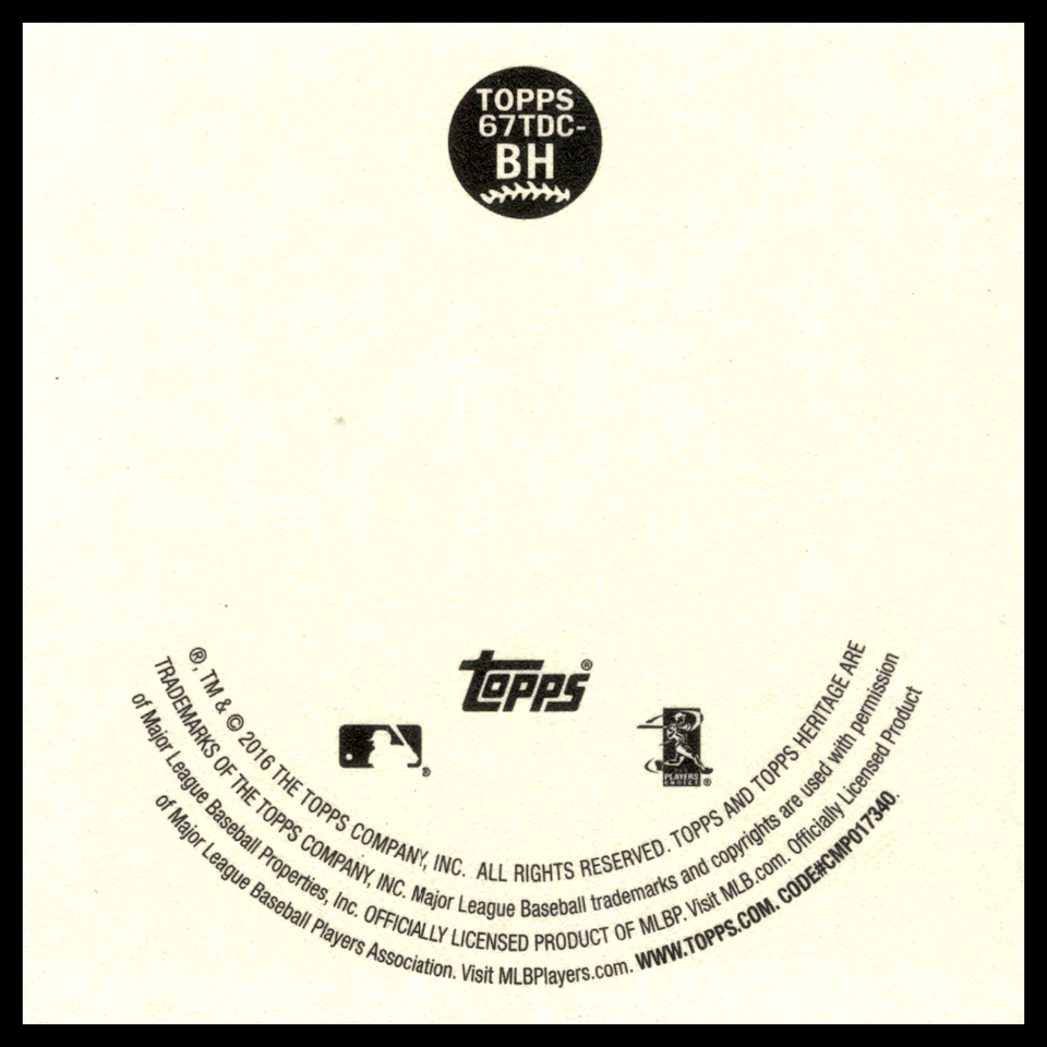 2016 Topps Heritage 1967 Discs #67TDC-BH Washington Nationals Bryce ...