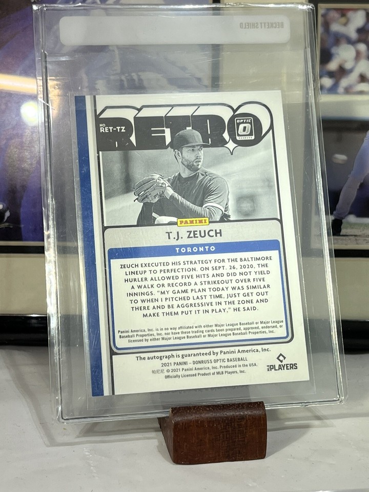 T.J. Zuech 2021 Retro Autograph Panini Optic RET-TZ Toronto Blue Jays ...