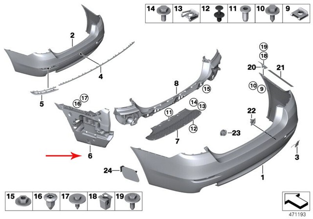 2013 BMW 5 Series Mk6 Right OS Front Bumper Guide 51127331608 026 for ...
