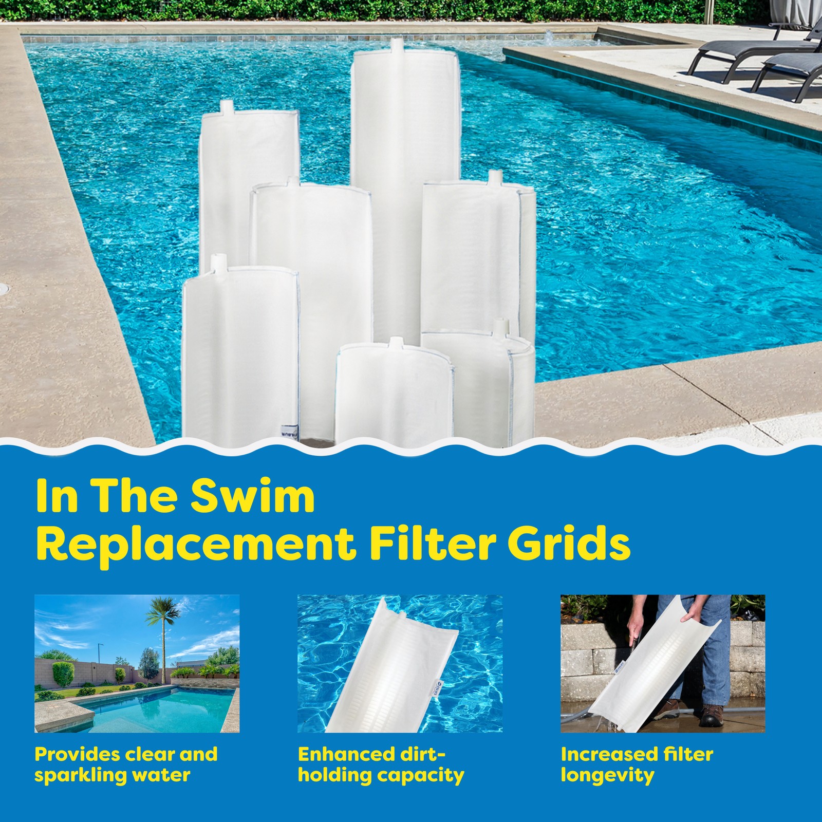 In The Swim 36 sq. ft. Complete DE Pool Filter Grid Set (7 Full, 1 ...