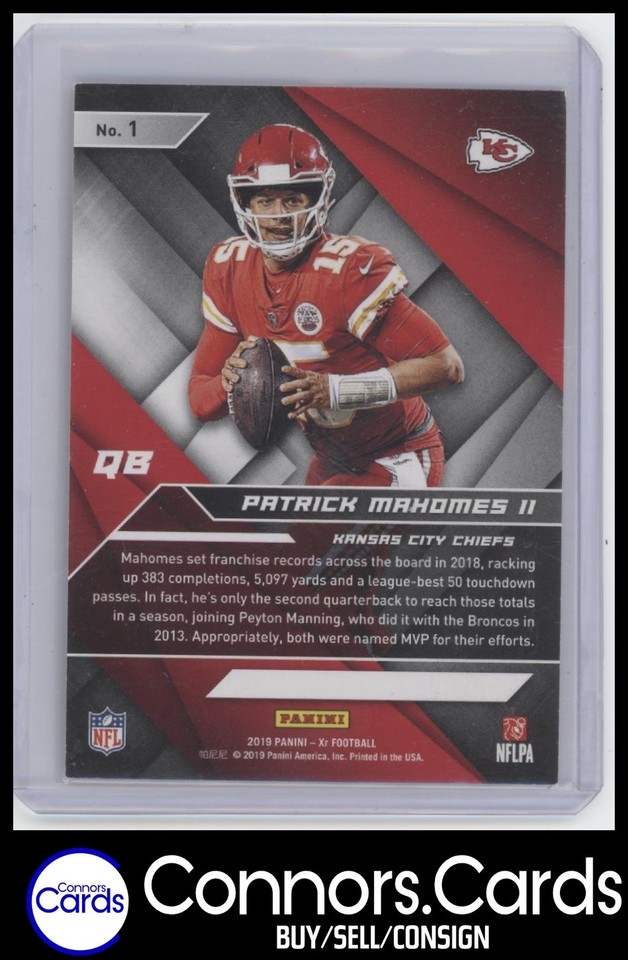 Patrick Mahomes II 2019 Panini XR #1 Red /249 Chiefs COLOR MATCH | eBay