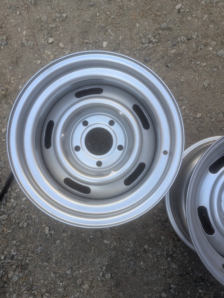 2 New Wheel Vintiques 15x8 Chevy Rally Wheels, 5 on 5" Truck Van C10 ...