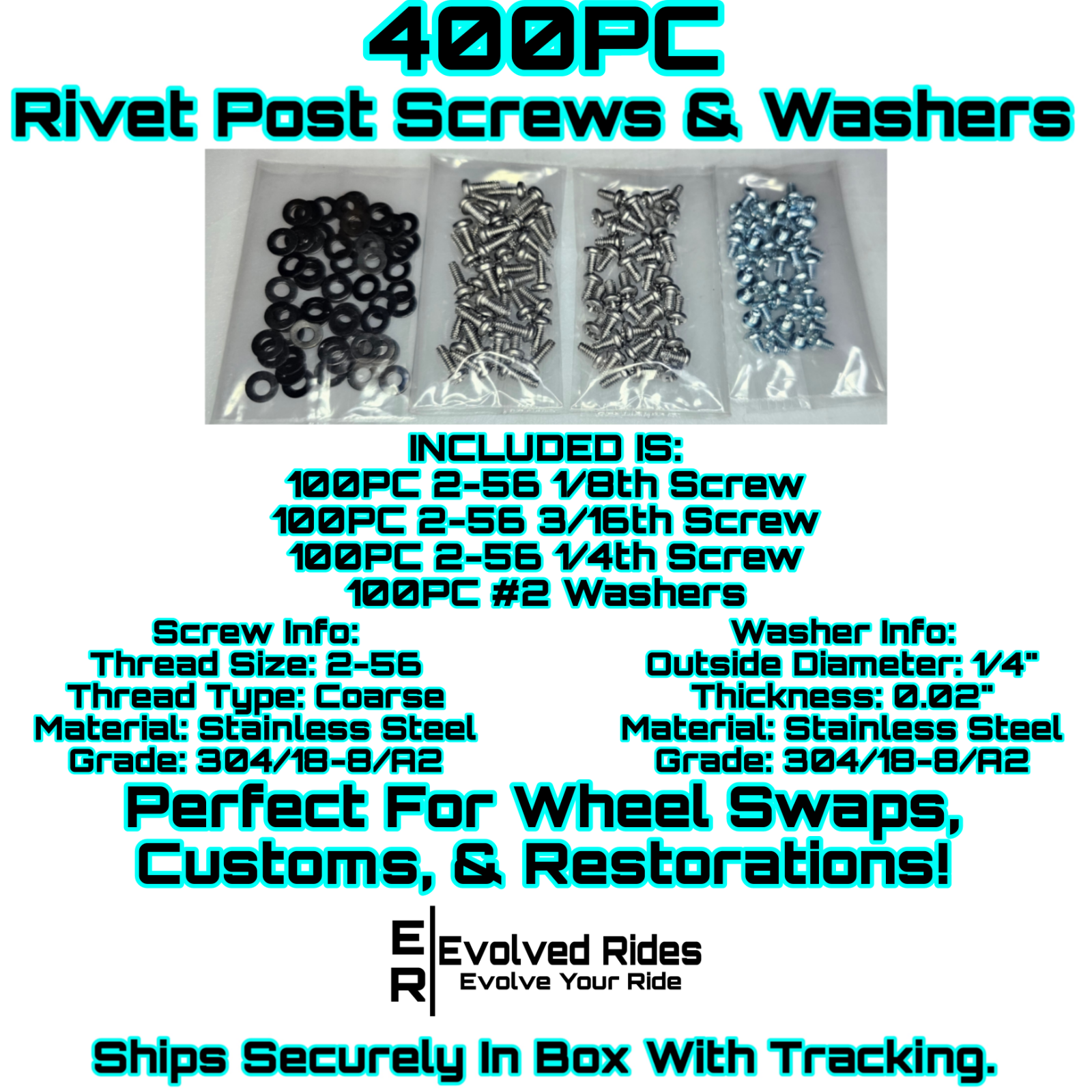 400PC 2-56 Rivet Screw Kit Hot Wheels Matchbox 1/64 Scale Custom ...