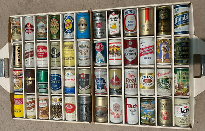 Lot of 48 US EMPTY C/S Tab Top Beer Cans, includes BCCA Tote Acme 905 ...