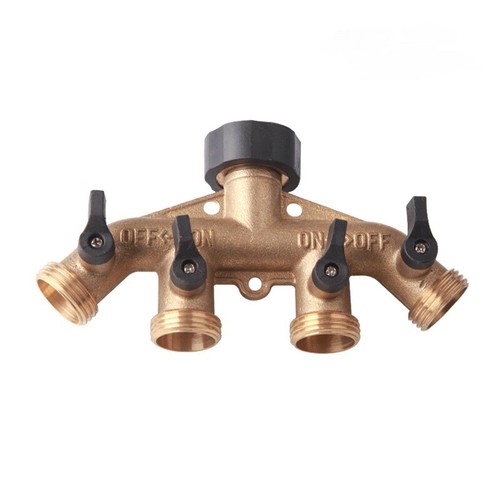 American/European Thread 4 Way Copper Garden Hose Diverter Tap ...