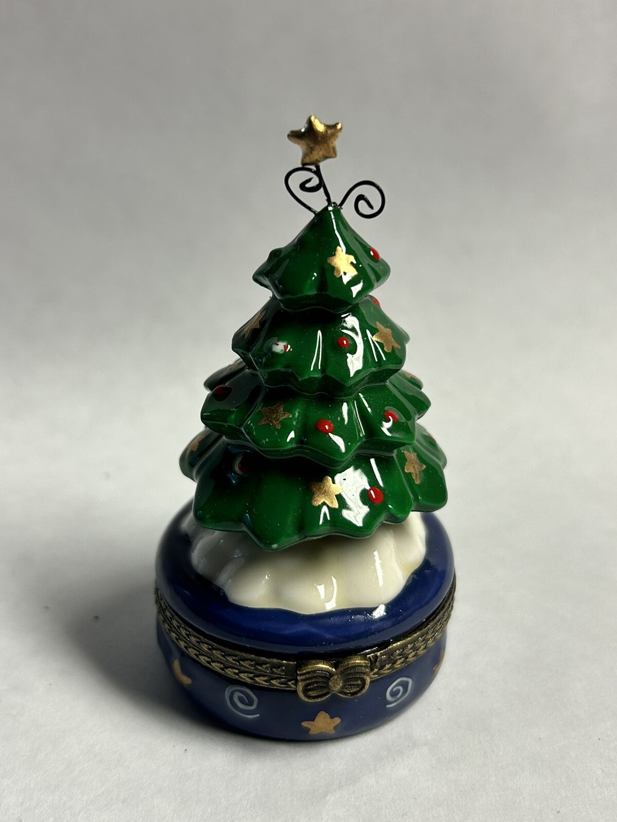 CHRISTMAS TREE Ceramic Hinged Trinket Box w/ gifts | eBay