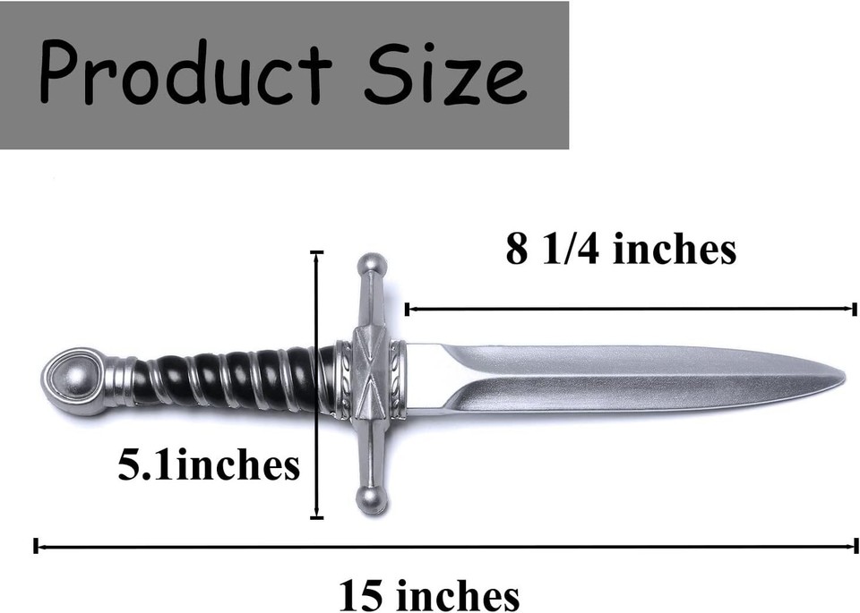 SR 15" Foam Short Sword Prop,Medieval Dark Assassin Dagger for Costume ...