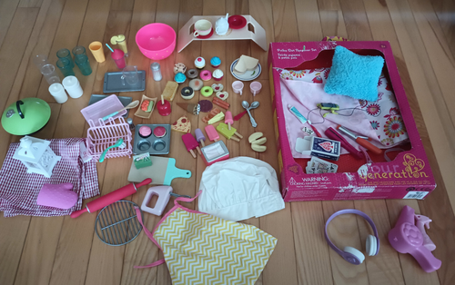 OUR GENERATION DOLLS FOOD DISHES BAKING & SLEEPOVER ACCESSORIES BIG LOT ...