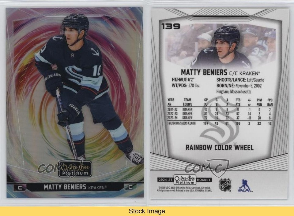 2024-25 O-Pee-Chee Platinum Rainbow Color Wheel Matty Beniers #139 READ ...