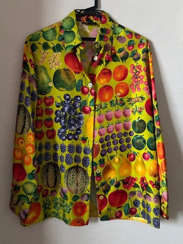 GUCCI Apple Fruit Print Shirt Size L Yellow Silk Made in Italy From ...