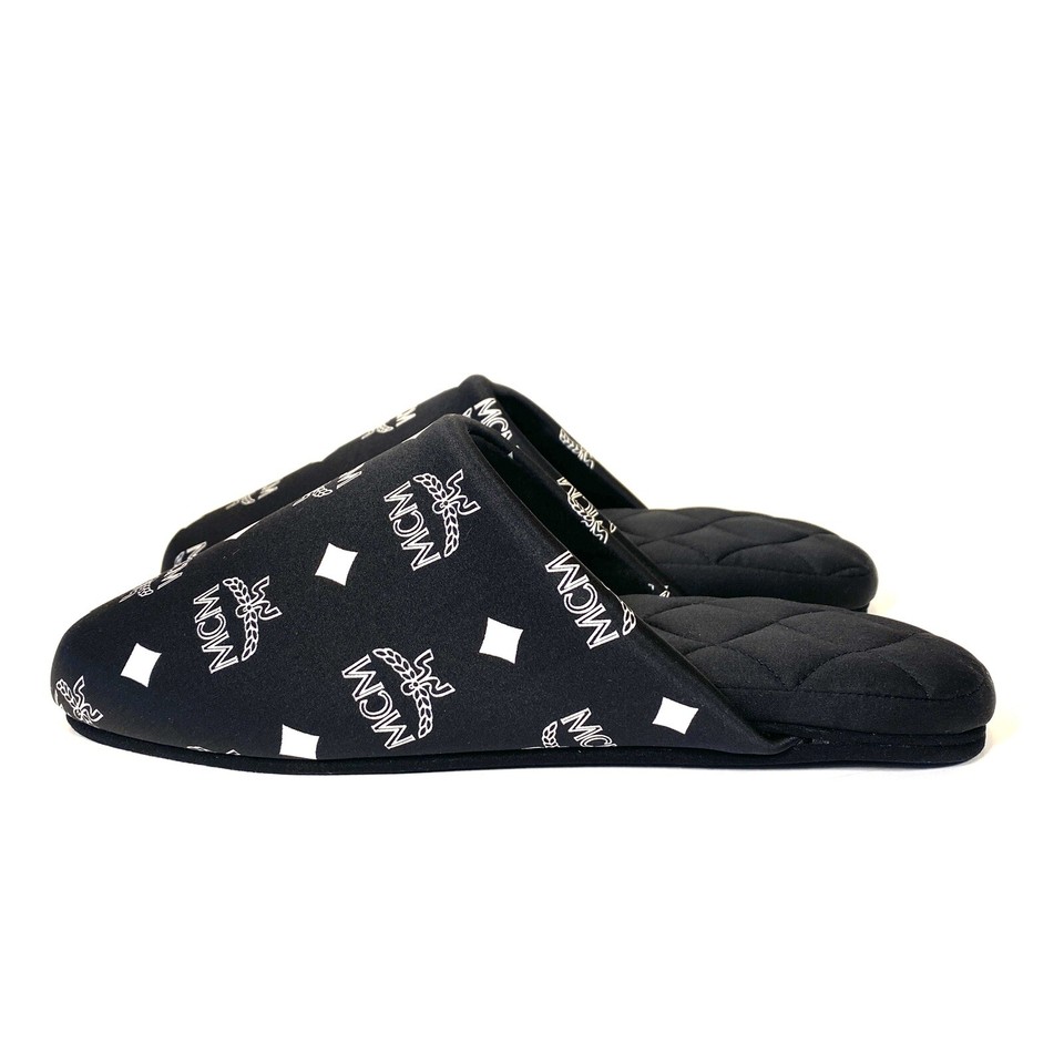 MCM Unisex Visetos Logo Silk Room Slippers Black (MSRP $260) | eBay