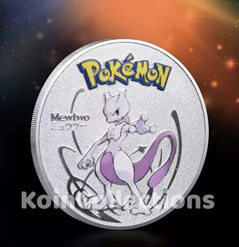 Pokemon Mewtwo Silver Plated Collectible Coin Card Gift Set Souvenir ...