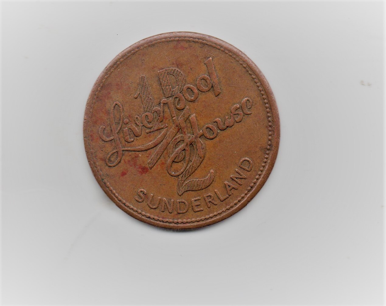 LIVERPOOL HOUSE SUNDERLAND HALF-PENNY TOKEN 27mm DIAMETER IN VERY GOOD ...