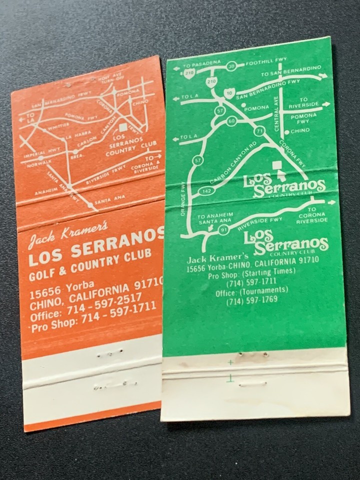 Vintage California Matchbook Lot: “Los Serranos Country Club” Chino w ...