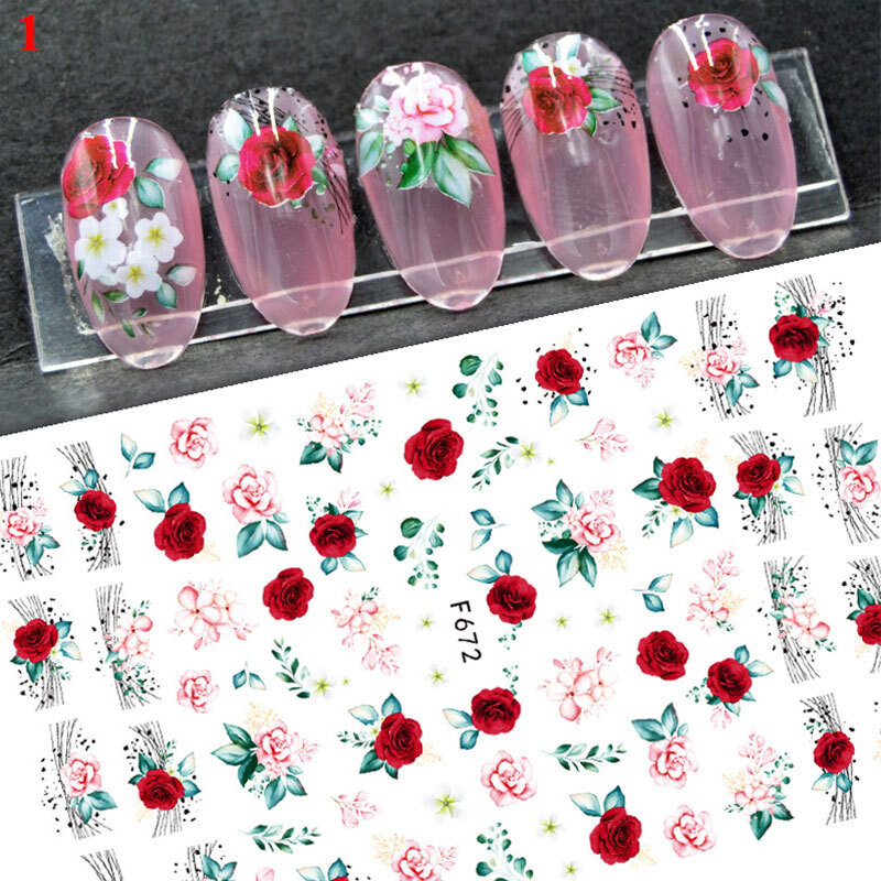 3D Self-adhesive Nail Art Decals Flowers Butterfly Fingernail Sticker ...