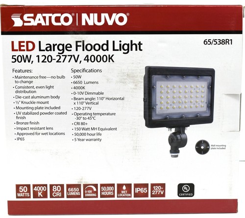 SATCO LED Large Flood Light 50W, 120-277V, 4000K 65/538R1 | eBay