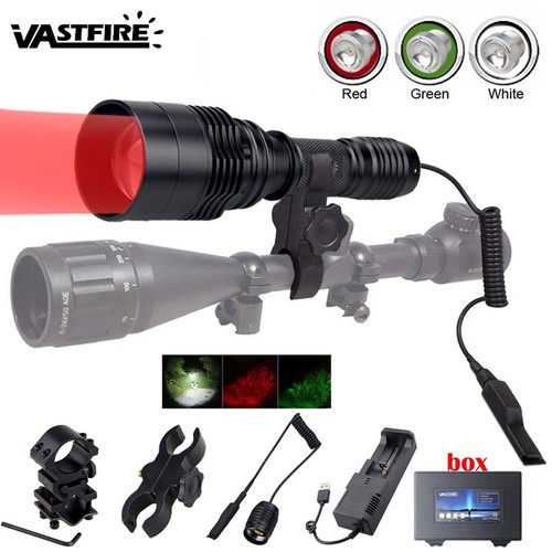 Red Green White LED Predator Light Hunting Flashlight for Hog Coyote ...