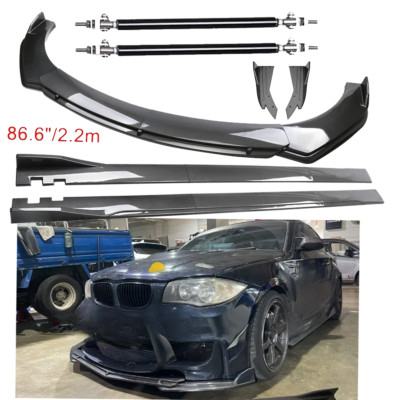 Carbon Fiber Front Bumper Lip Spoiler 86.6" Side Skirt Kit For 125i ...