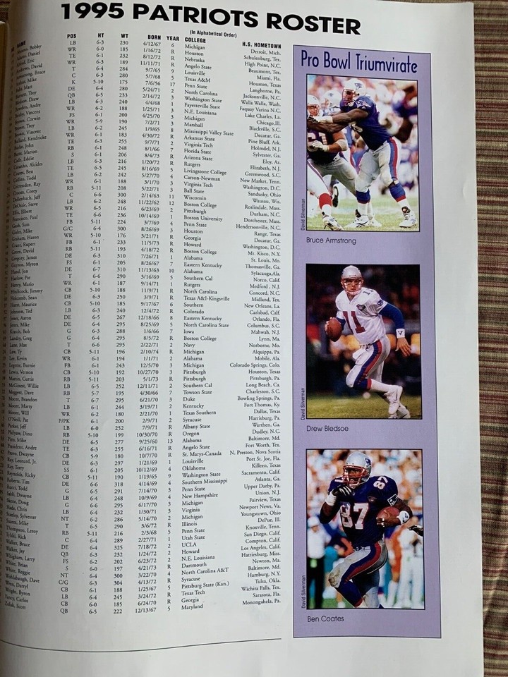 1995 NEW ENGLAND PATRIOTS SIDELINE REPORT MAGAZINE TY LAW ROOKIE ...