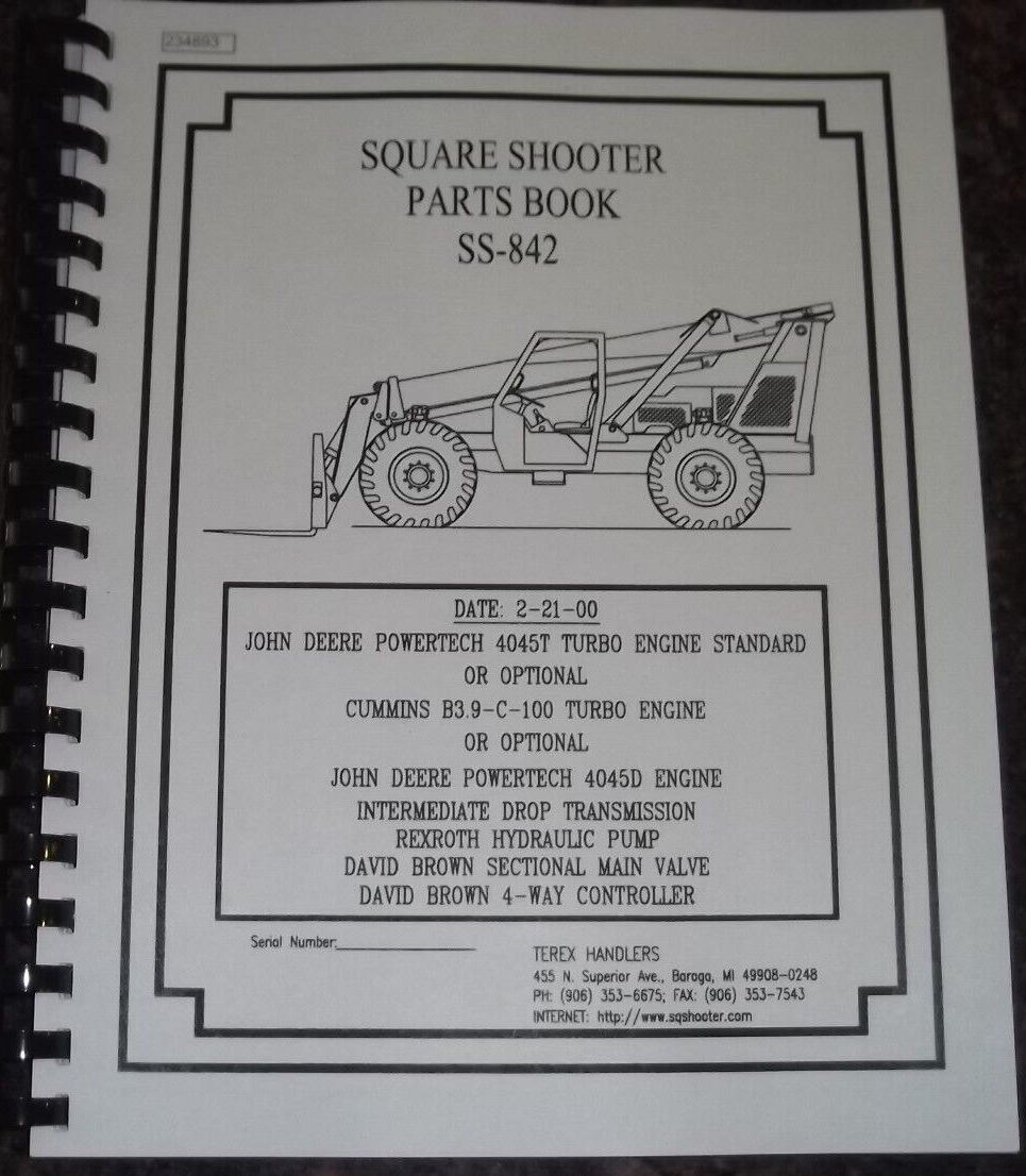 TEREX SQUARE SHOOTER SS-842 TELEHANDLER FORKLIFT PARTS MANUAL BOOK ...