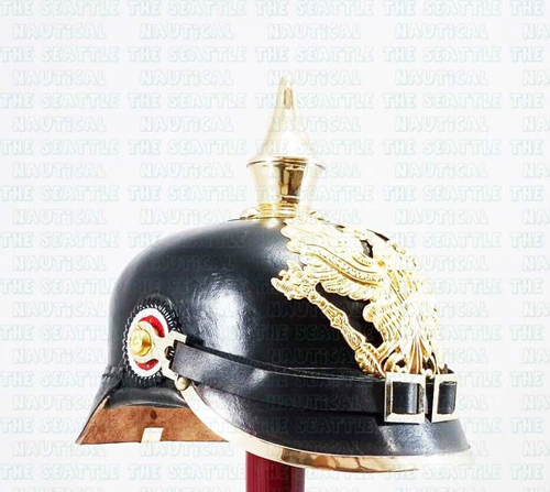 WW1 WW2 German Prussian Pickelhaube Leather Helmet Hat for Halloween ...