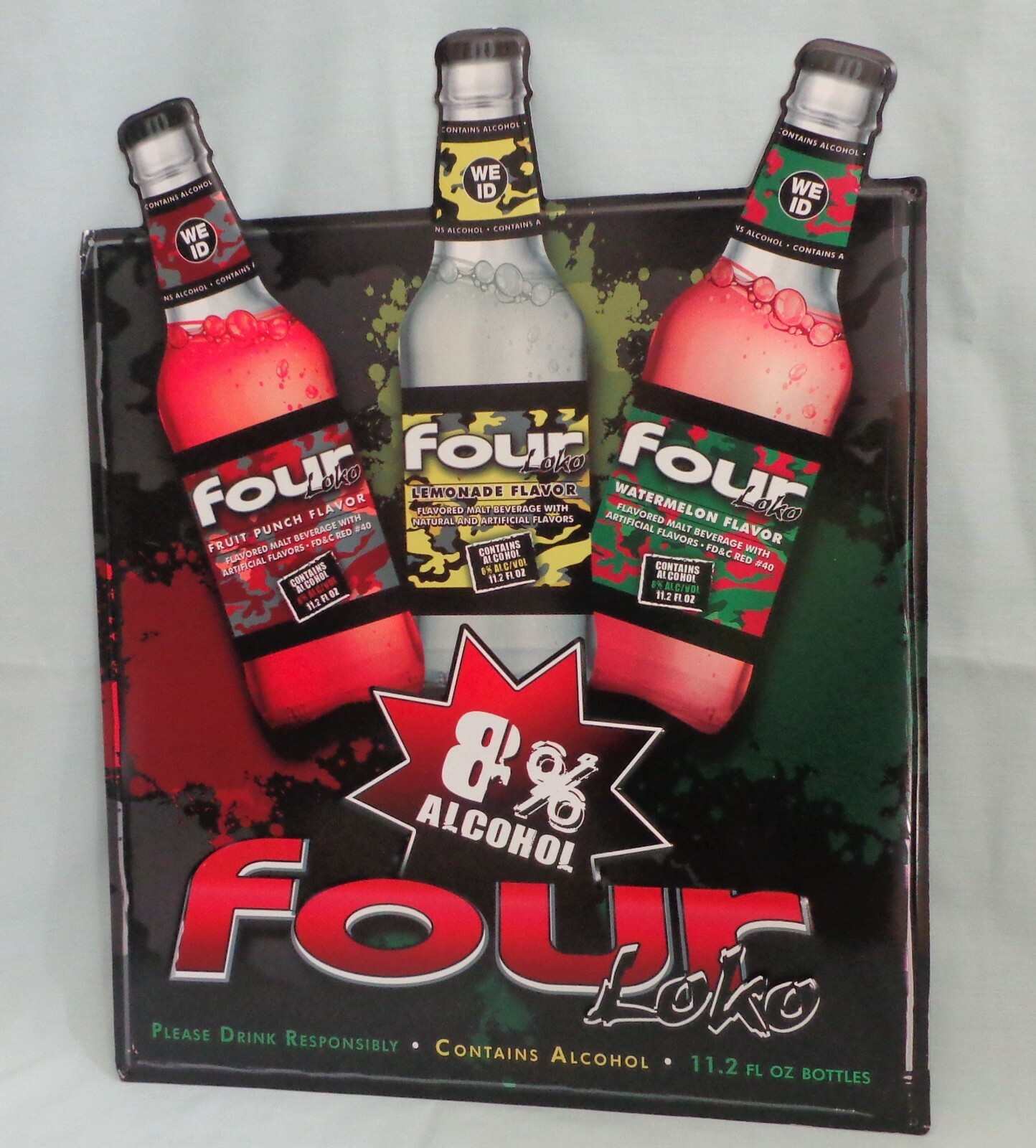 Four Loko Flavored Malt Beverage 8% Alcohol Bottle Beer Metal Tin Bar ...