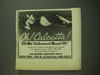 1969 Oh! Calcutta! Musical Ad - '69s most controversial musical | eBay