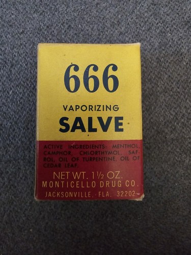 Vintage 666 Vaporizing Rub in Box MONTICELLO DRUG CO | eBay